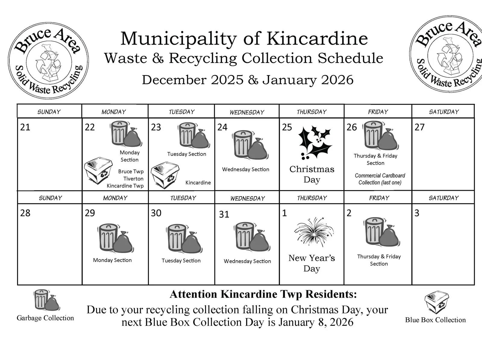 Collection Schedule | Municipality of Kincardine